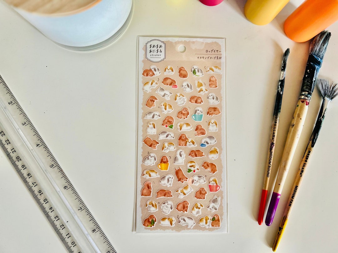 Lop Eared Bunny Rabbit Stickers Cute Animal Sticker Sheets | Mame Mame ...