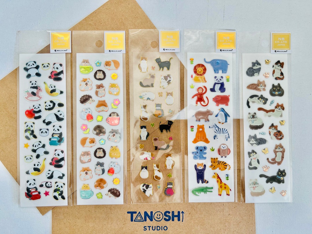 Animal Sticker Sheets Panda Hamster Zoo Gold Foil Paper | for ...