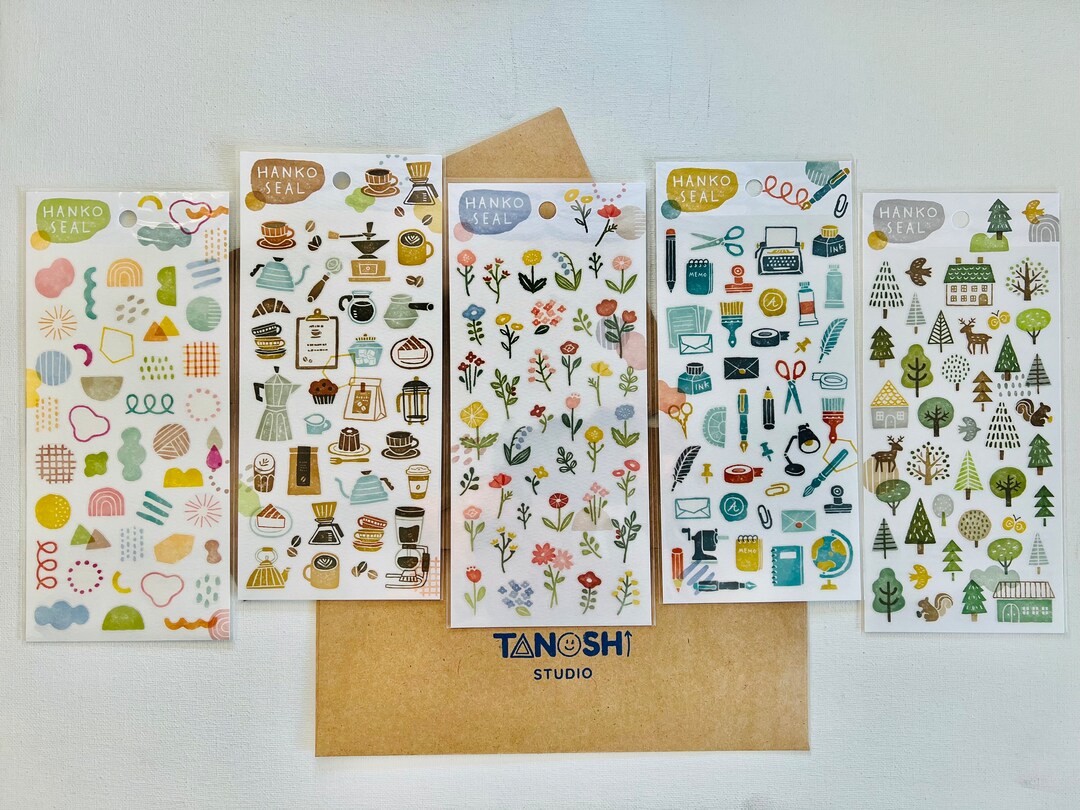 Hanko Sticker Sheets by Mind Wave Cute Kawaii Floral for Scrapbooking ...