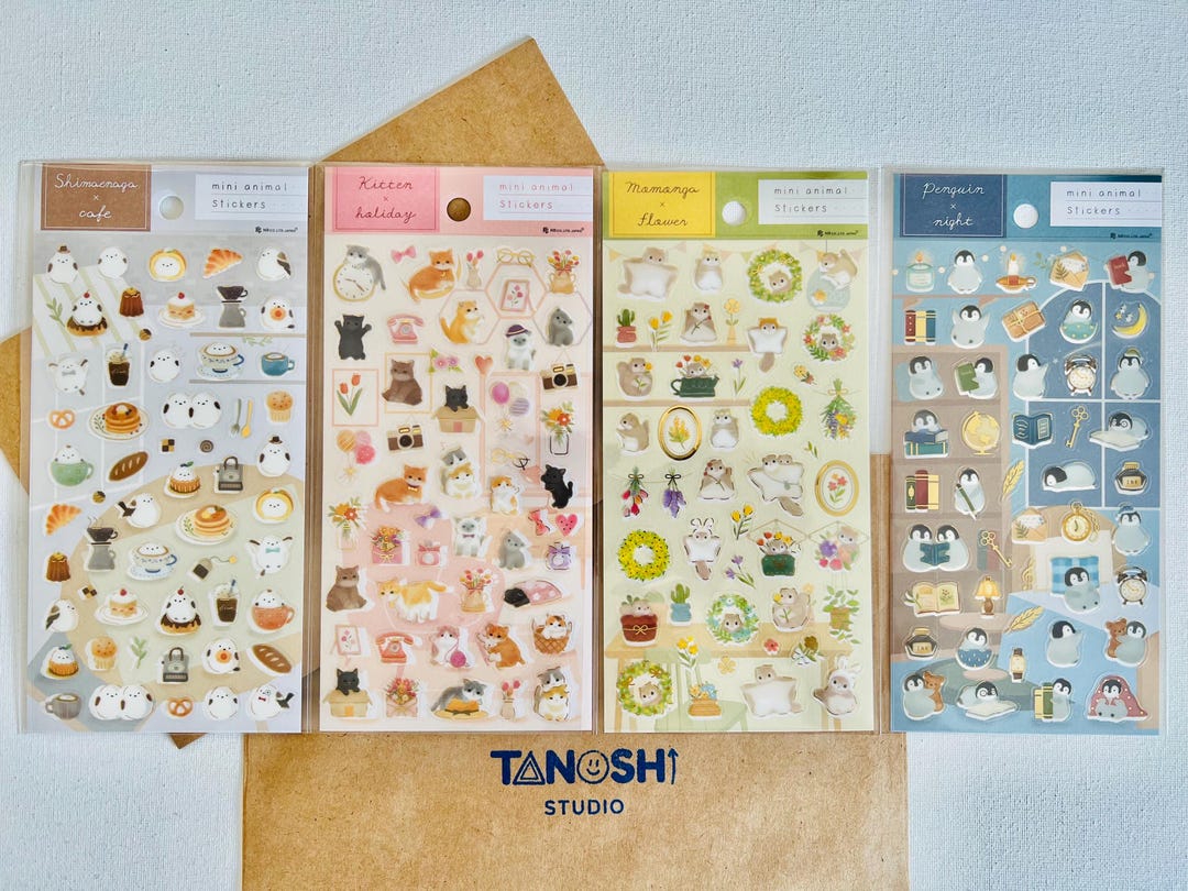 Mini Animals Sticker Sheets Made in Japan Cute Kawaii Animals Bird Cat ...
