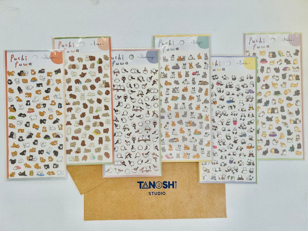 Puchi Fuwa Sticker Sheets by Mind Wave Cute Kawaii Animals Cat Panda ...