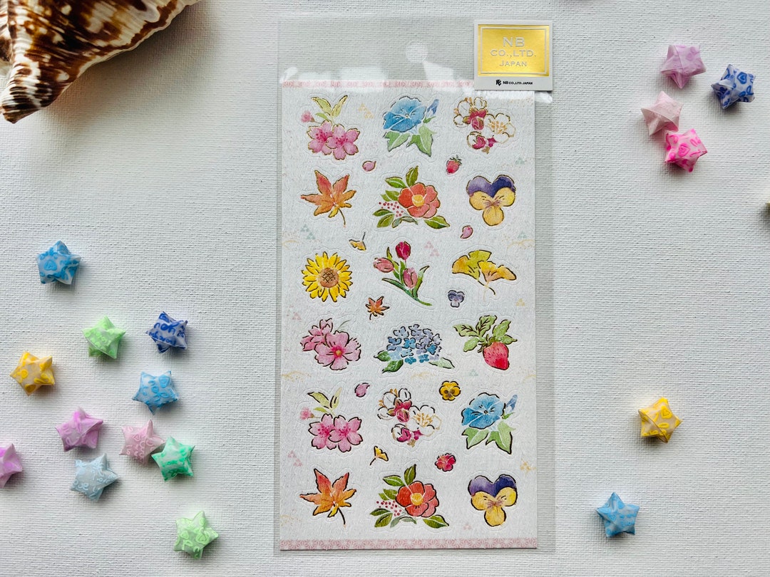 Japanese Flower Sticker Sheets | Made in Japan | Gold Foil Paper | for ...