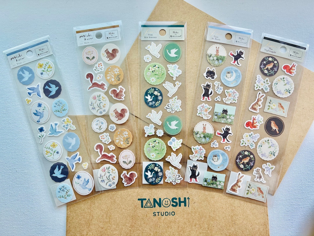 Animal Flower Stamps Sticker Sheets | Made in Japan | Gold Foil Paper ...