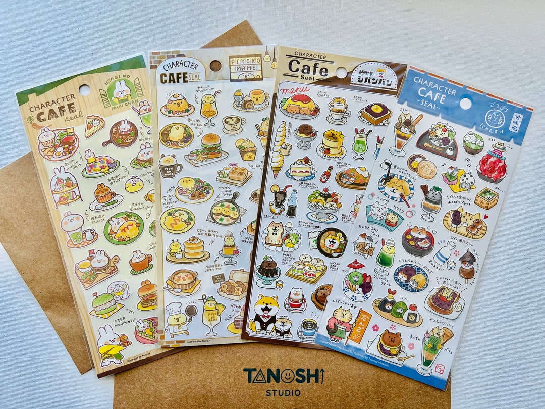 Cafe Food Sticker Sheets by Mind Wave Cute Kawaii Animals Bunny Dog Cat ...