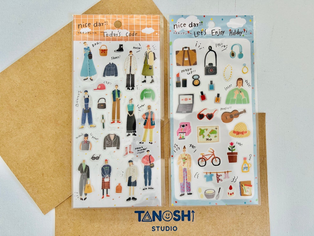 Nice Day Sticker Sheets Cute Kawaii Journal Planner Decors Monochrome ...