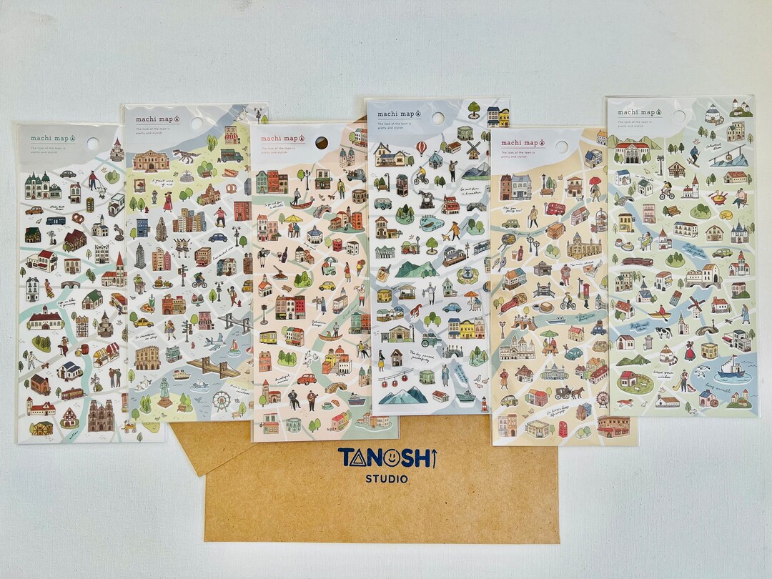 Machi Map Sticker Sheets by Mind Wave Cute Kawaii Small Little Map Town ...