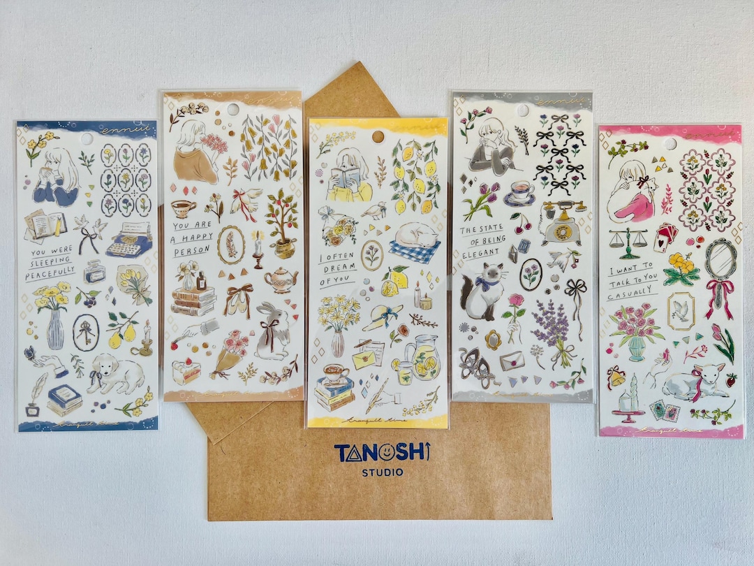 Ennui Sticker Sheets by Mind Wave Cute Kawaii Gold Foil Flower Girls ...
