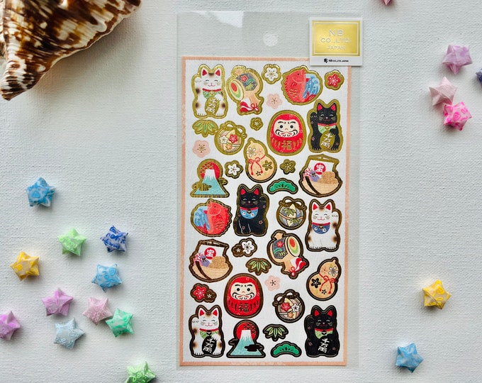 Japanese Lucky Cat Sticker, Maneki Neko Vinyl Decal, Good Luck Cat ...