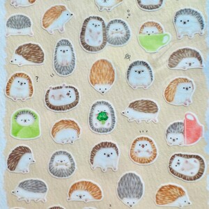 Hedgehog Stickers Cute Animal Sticker Sheets Mame Mame - Etsy