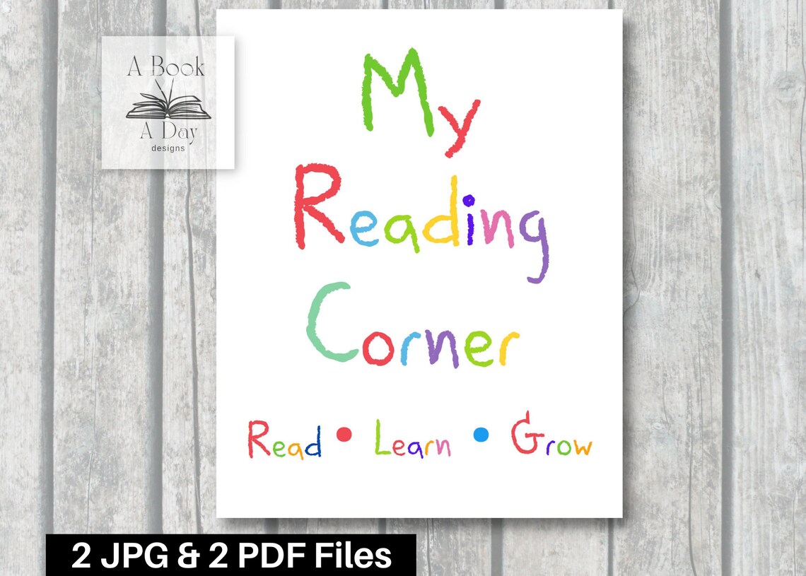 My Reading Corner Kids Digital Download Sign PDF JPG, Reading Corner ...