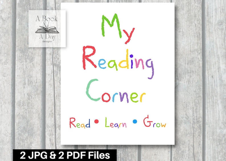 My Reading Corner Kids Digital Download Sign PDF JPG, Reading Corner ...