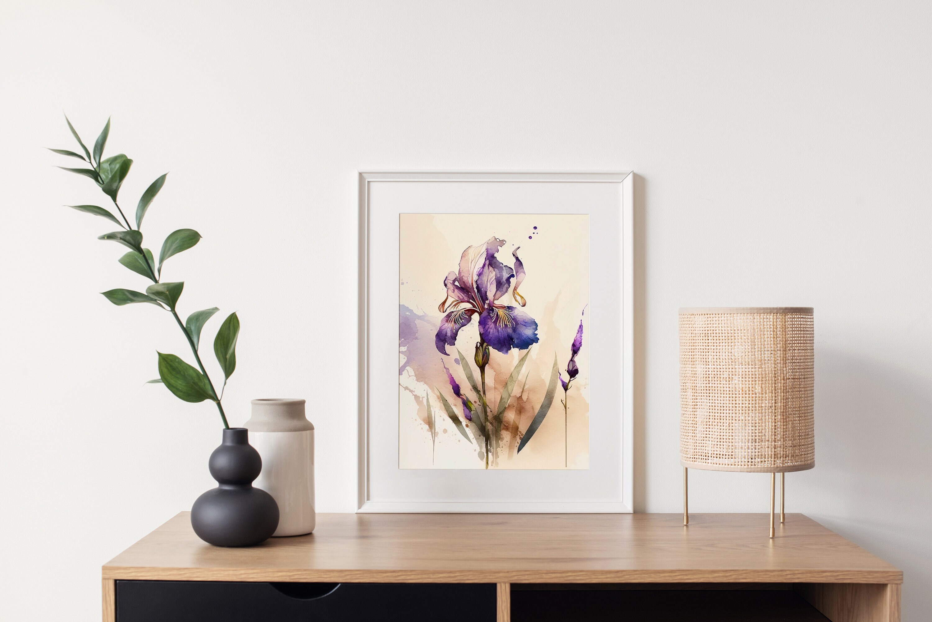 Blue Ivy Flower Watercolor Painting Floral Blossom Background Wall ...