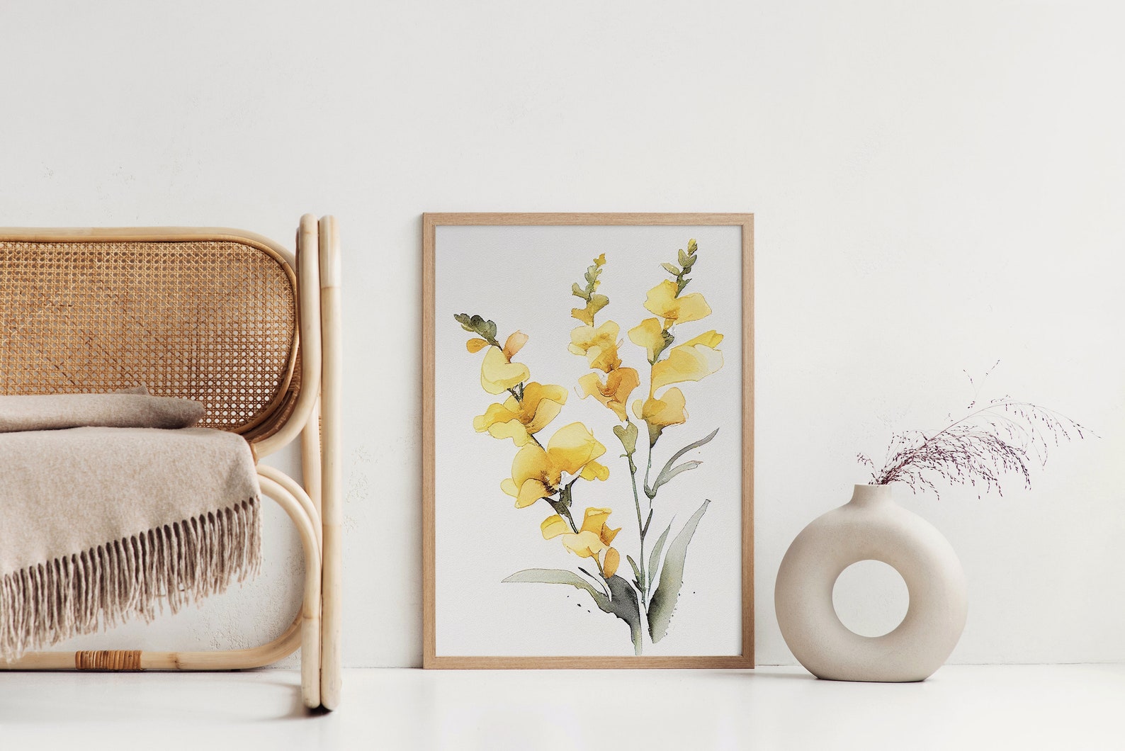 Yellow Snapdragon Watercolor Painting Tropical Flower - Etsy