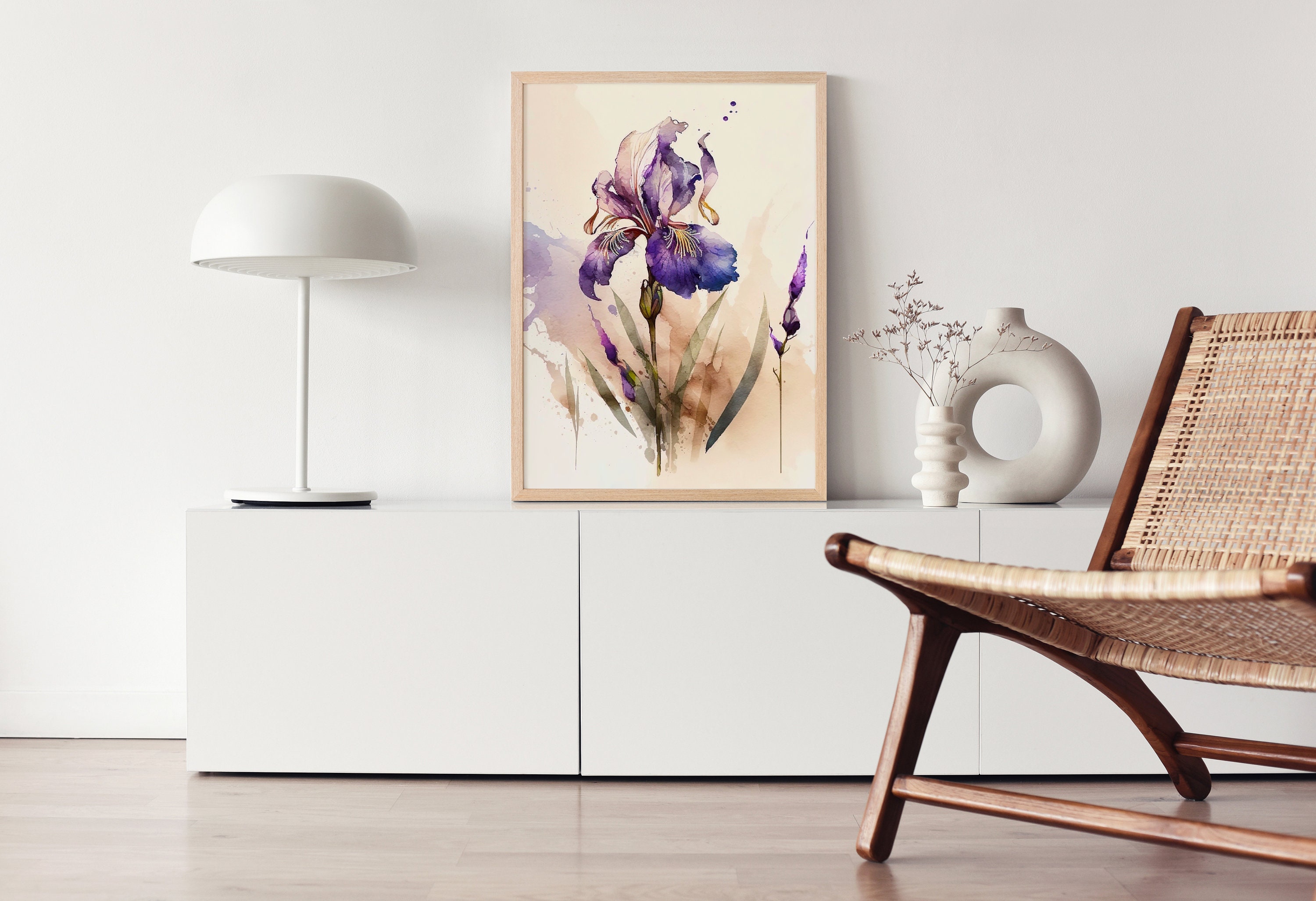 Blue Ivy Flower Watercolor Painting Floral Blossom Background Wall ...