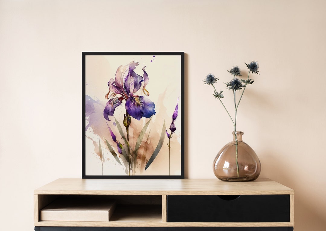 Blue Ivy Flower Watercolor Painting Floral Blossom Background Wall ...