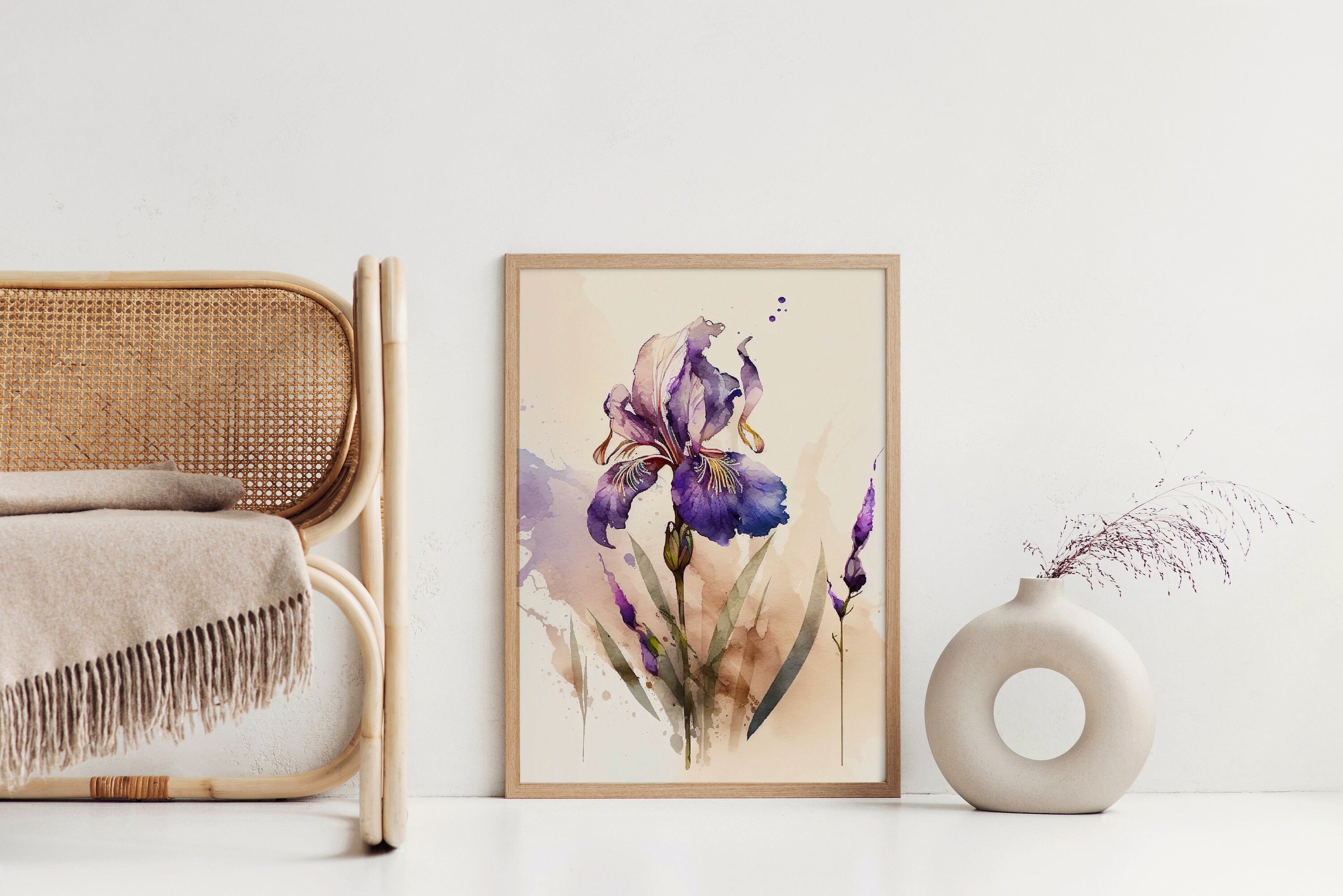 Blue Ivy Flower Watercolor Painting Floral Blossom Background Wall ...