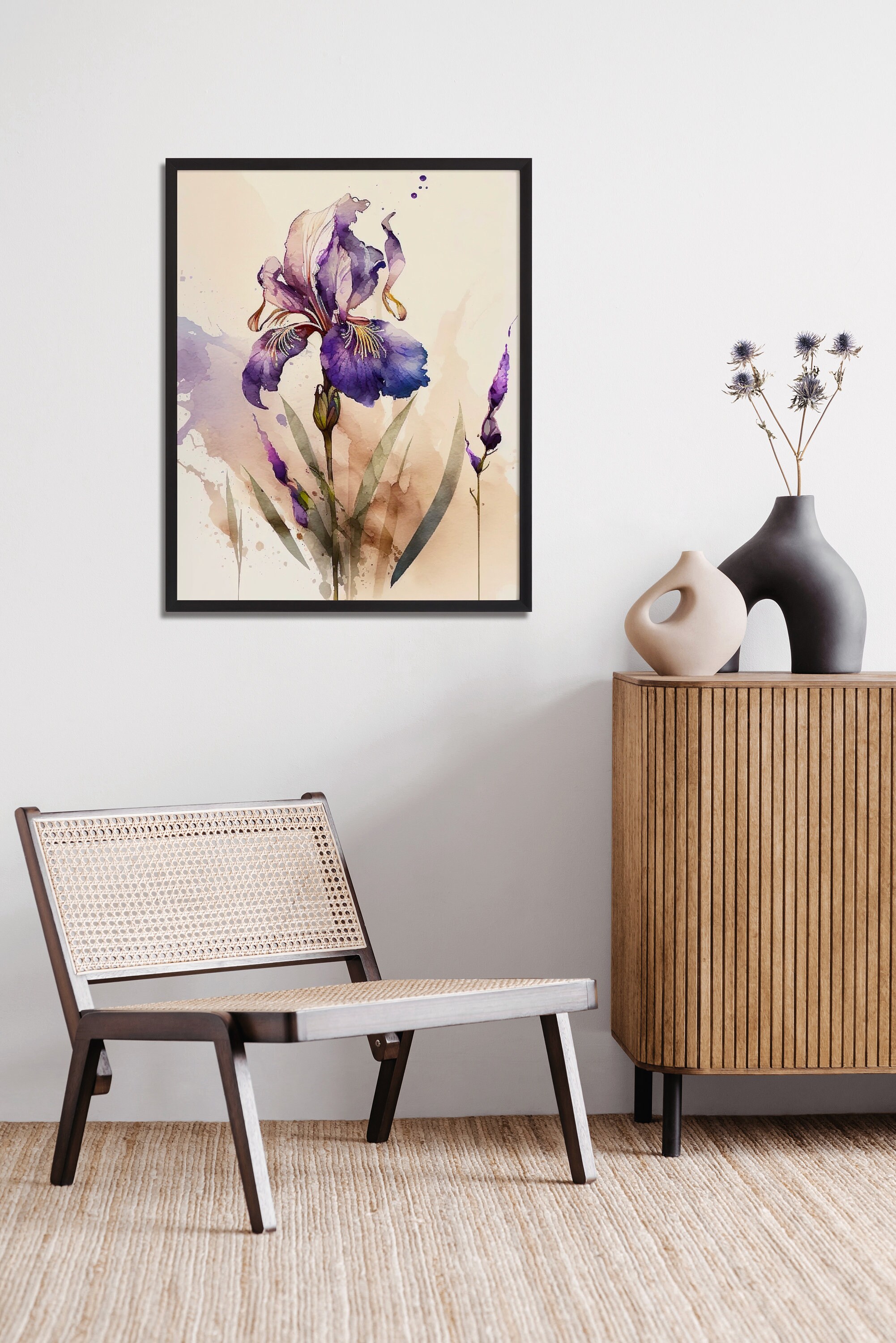 Blue Ivy Flower Watercolor Painting Floral Blossom Background Wall ...