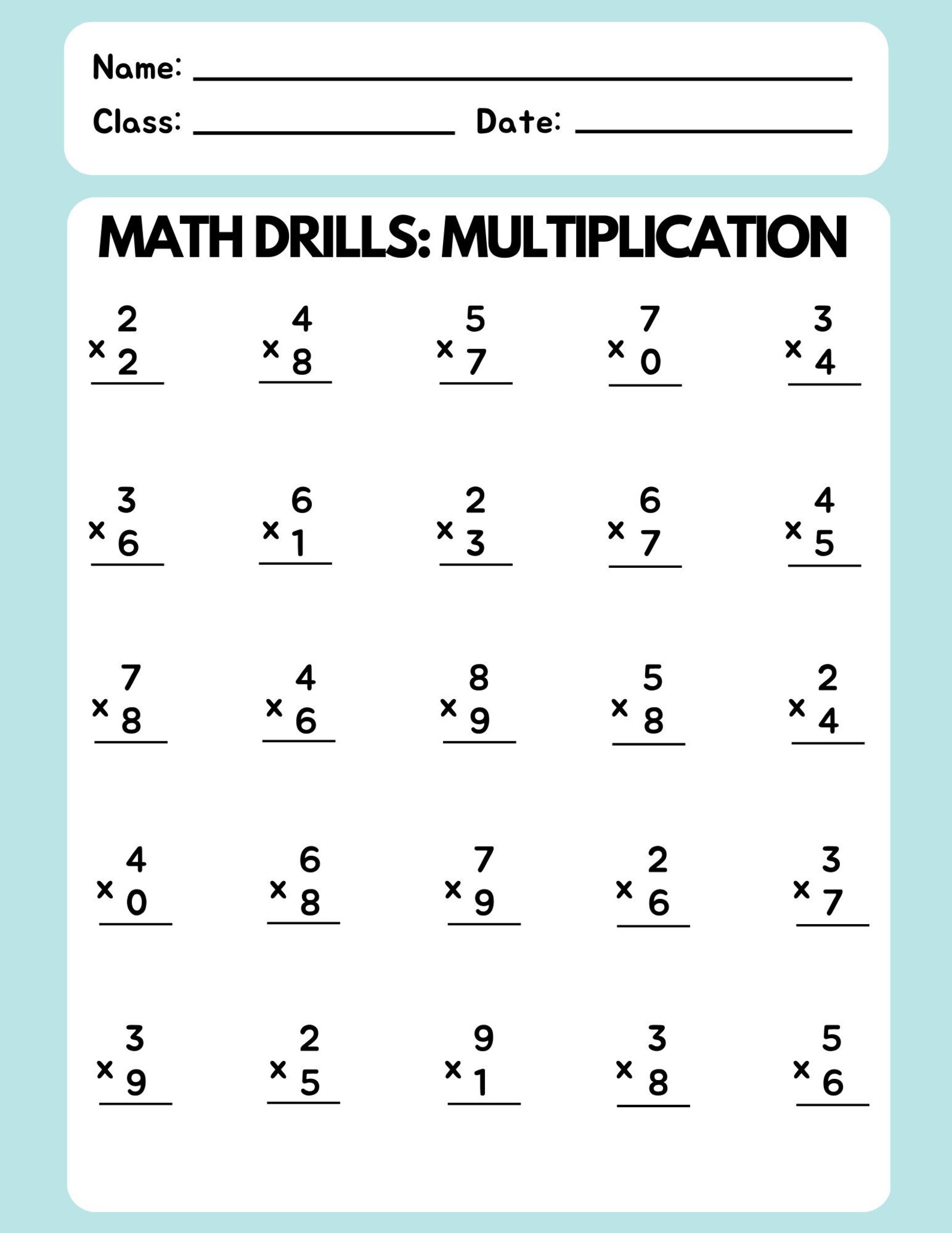 Addition, Subtraction and Multiplication Worksheets - Etsy