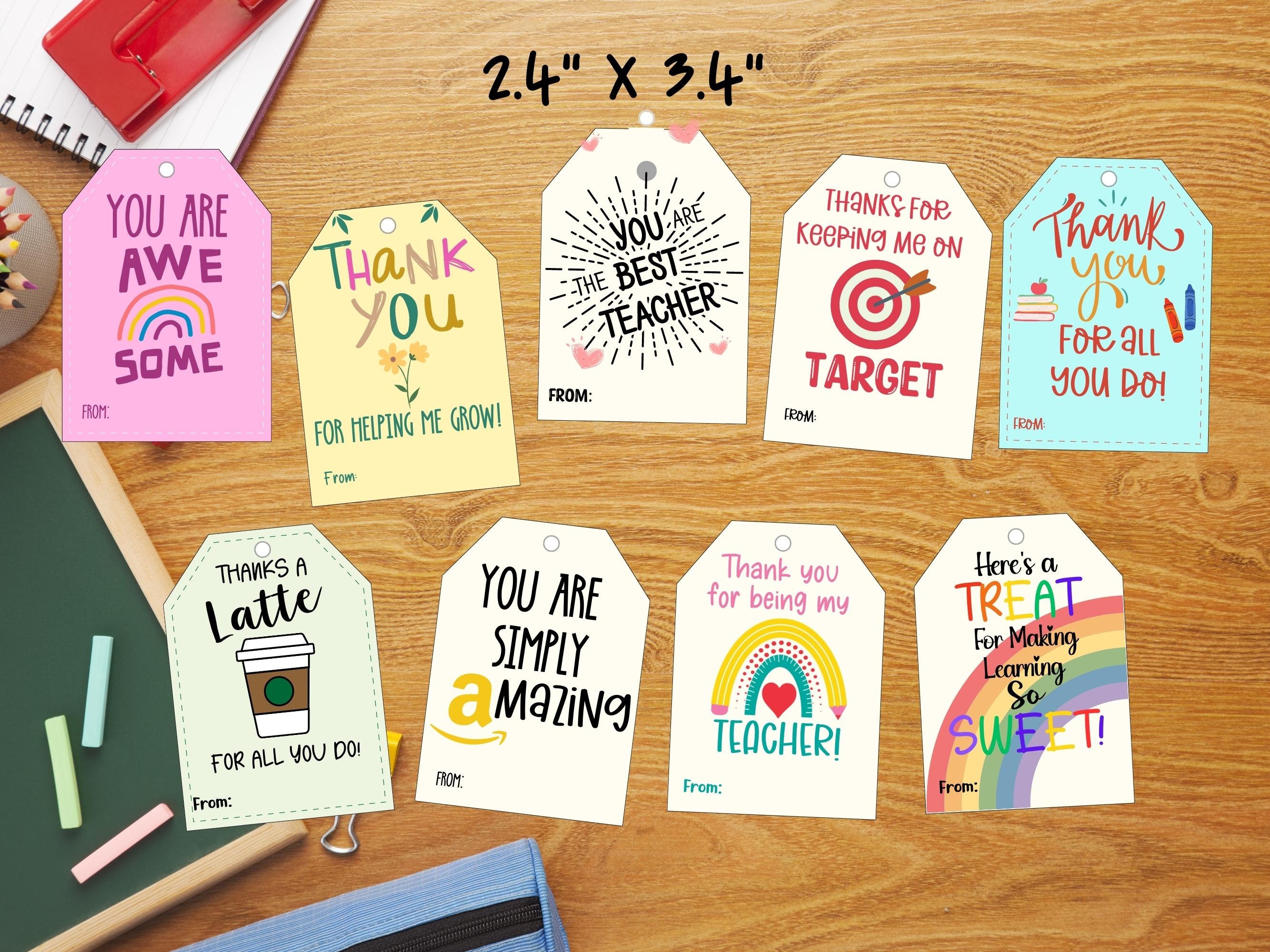 Teacher Appreciation Week Gift Tags | Set of 9 | Teacher Thank You Gift ...