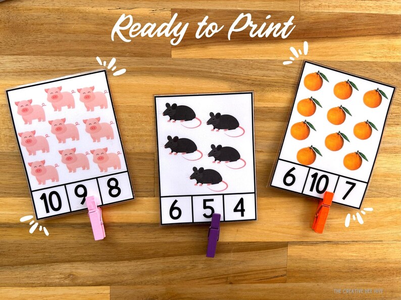 Counting Clip Cards | Numbers 1-10 | Toddler Activity | Digital ...