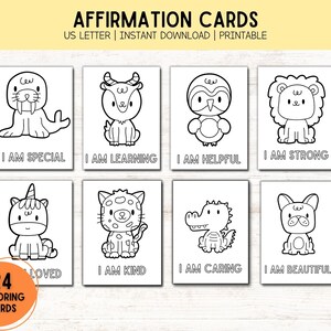 Positive Affirmations Printable Flashcards Coloring Cards Kids Coloring ...