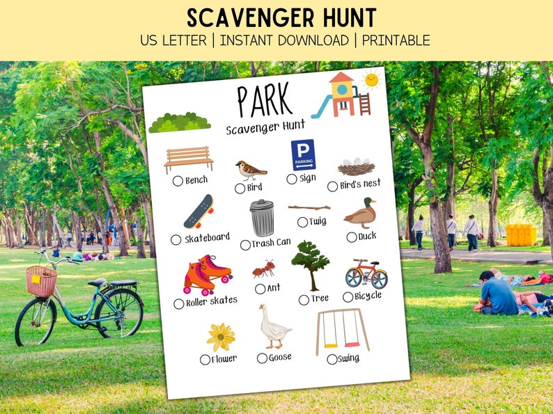 Park Scavenger Hunt Printable | Outdoor Activity for Kids | Kids Park ...