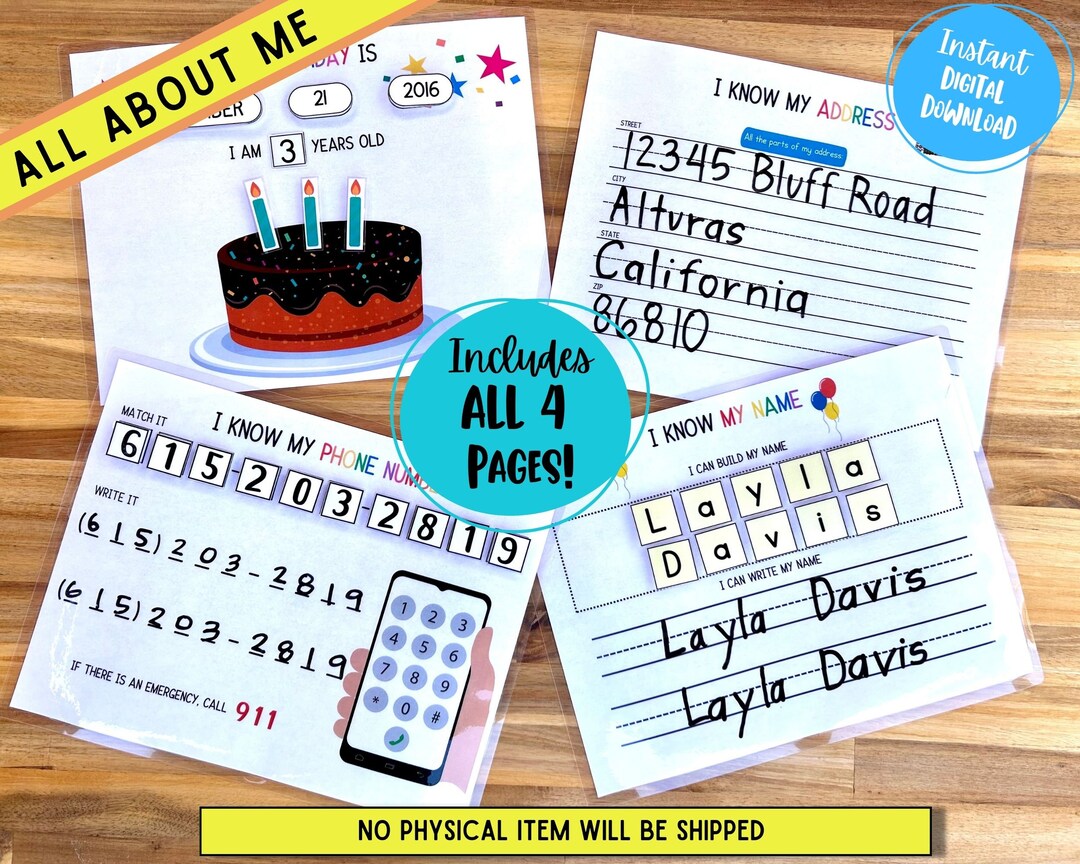 All About Me Printable Activity Bundle Preschool - Etsy