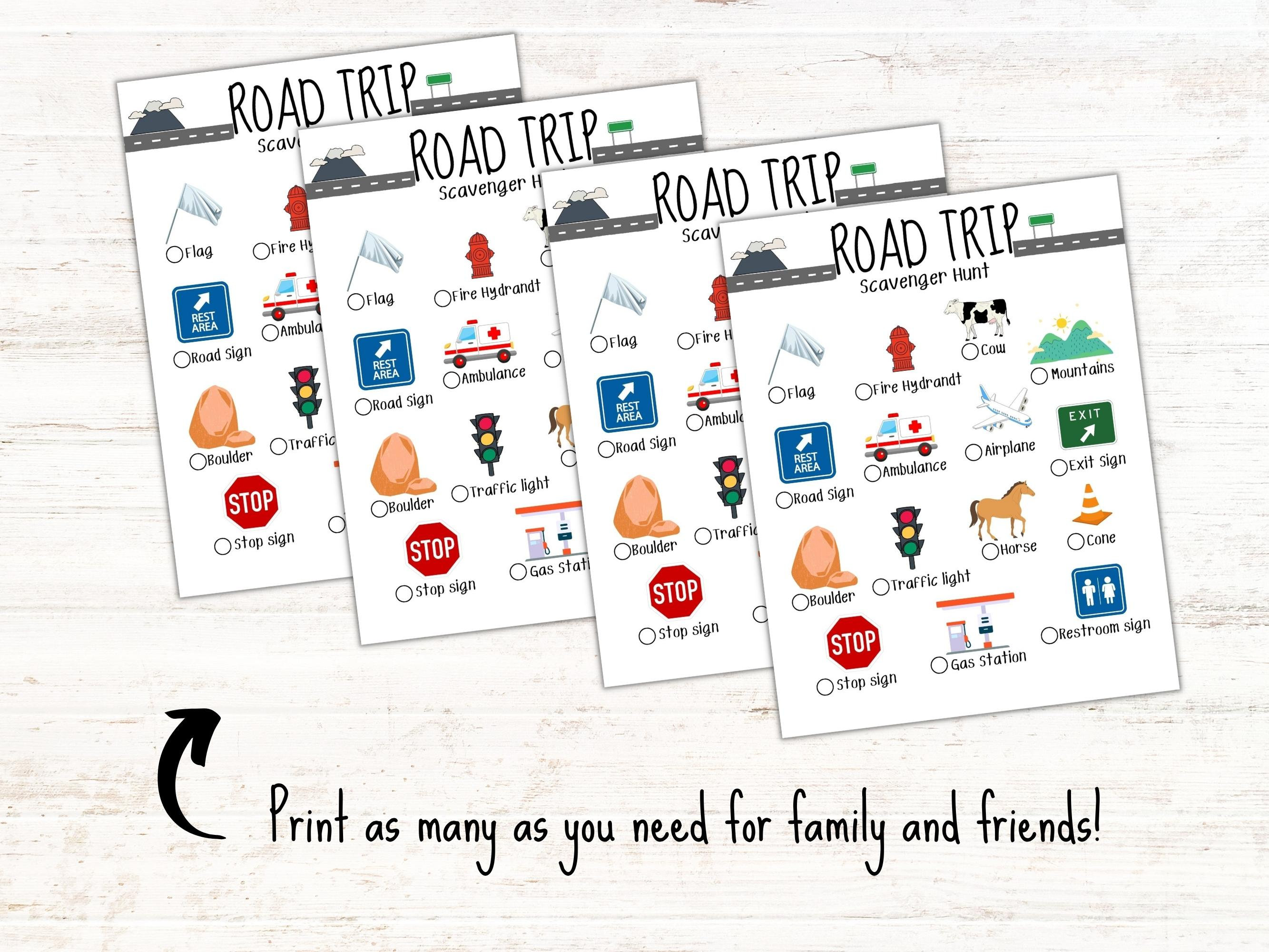 Road Trip Scavenger Hunt Printable | Activity for Kids | Road Trip Game ...