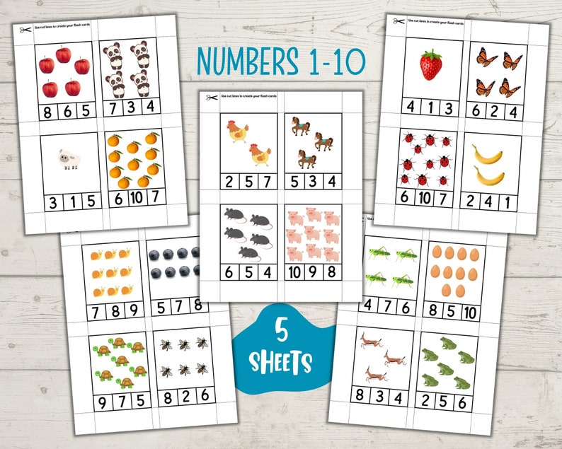 Counting Clip Cards Numbers 1-10 Toddler Activity - Etsy