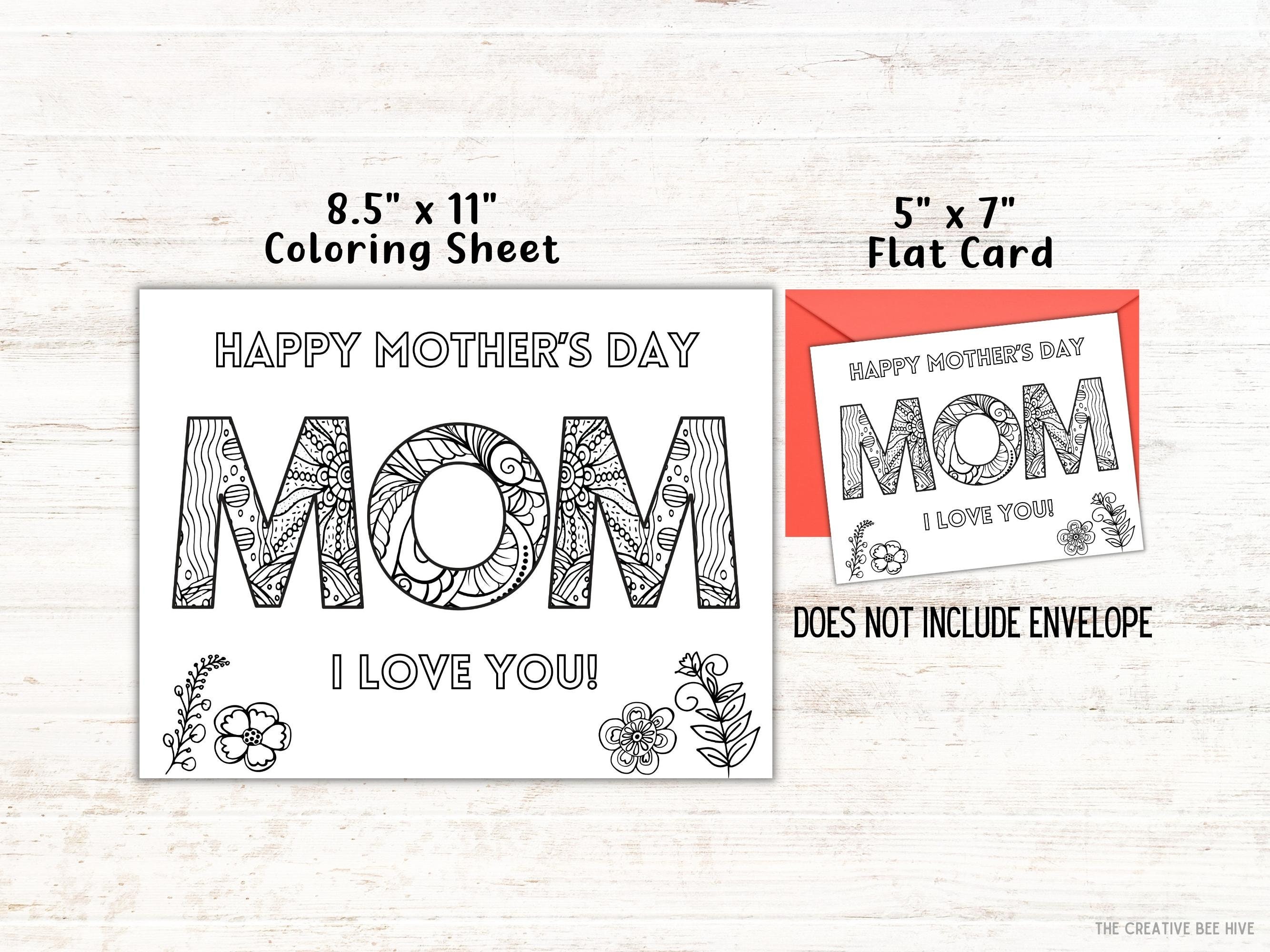 Mother's Day Coloring Sheet | Printable Card | Digital Download - Etsy