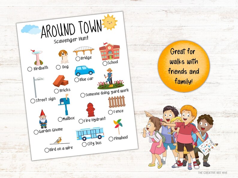 Around Town Scavenger Hunt Printable | Outdoor Activity for Kids ...