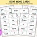 140 Sight Word Flashcards Preschool Kindergarten Homeschool Printable ...