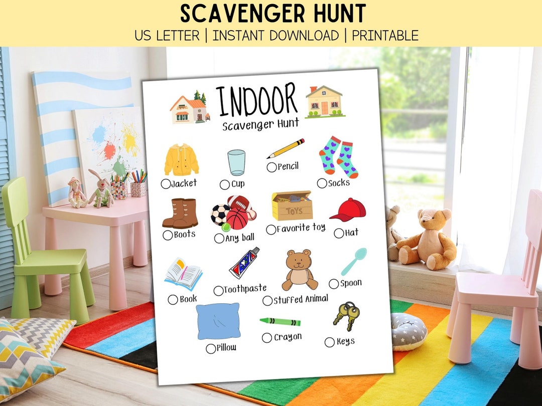 Indoor Scavenger Hunt Printable | Kids Activity | Scavenger Hunt for ...