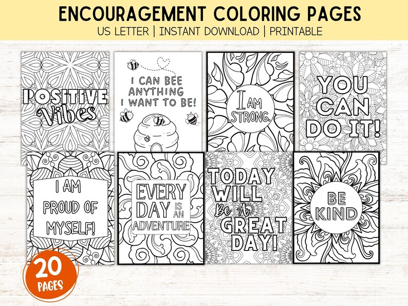 Printable Positive Affirmation Coloring Pages for Kids Mental Health ...