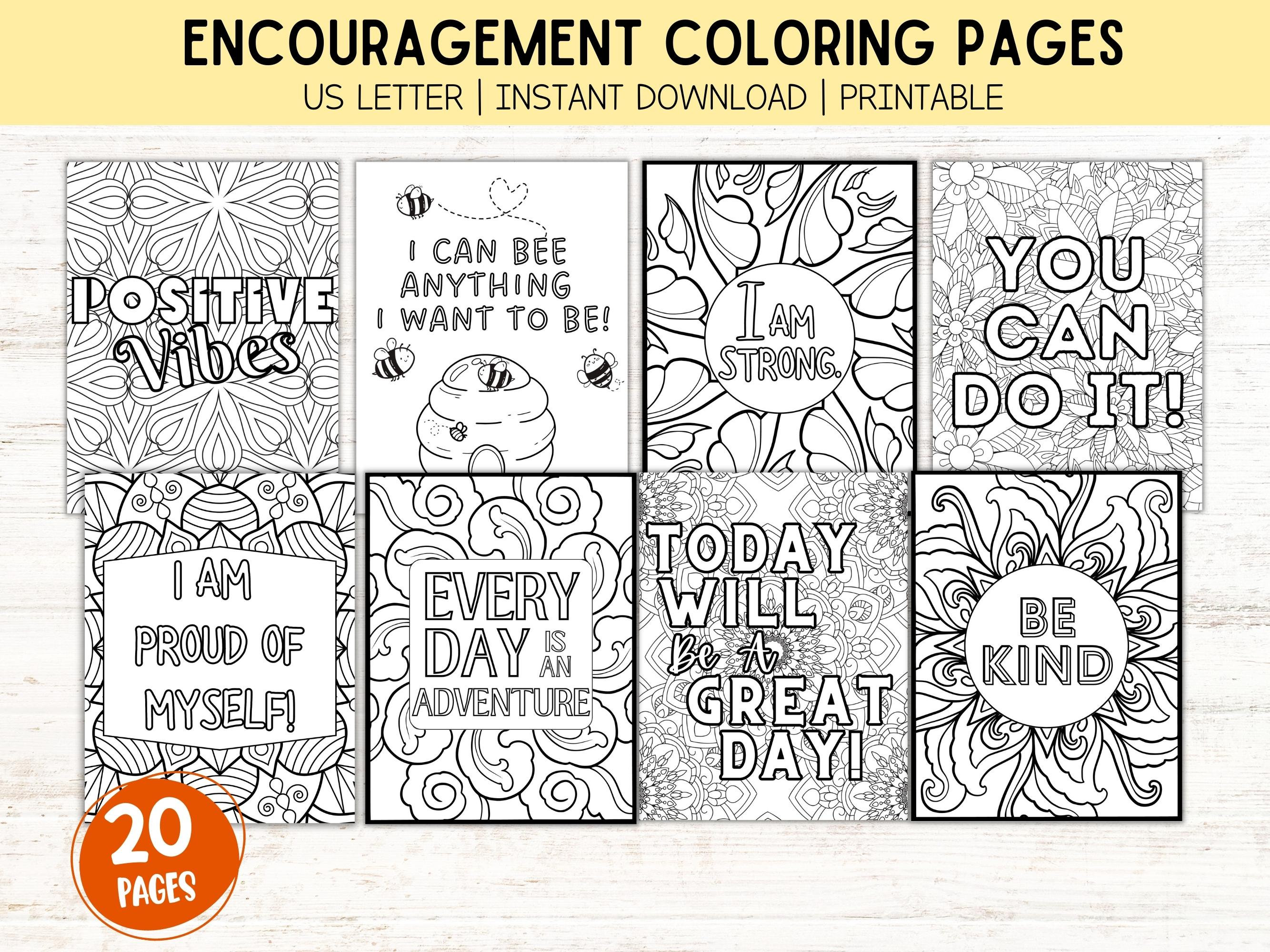 Printable Positive Affirmation Coloring Pages for Kids Mental Health ...