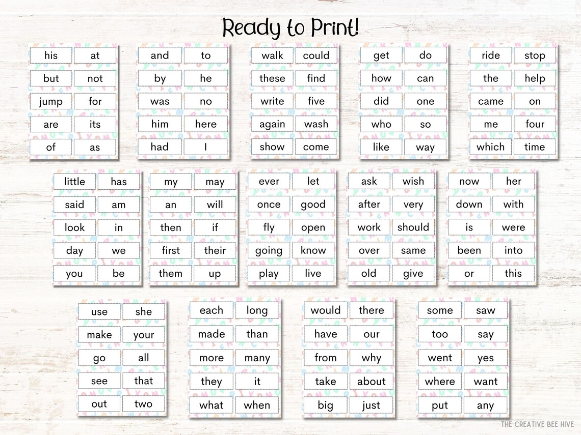 140 Sight Word Flashcards Preschool Kindergarten Homeschool Printable ...