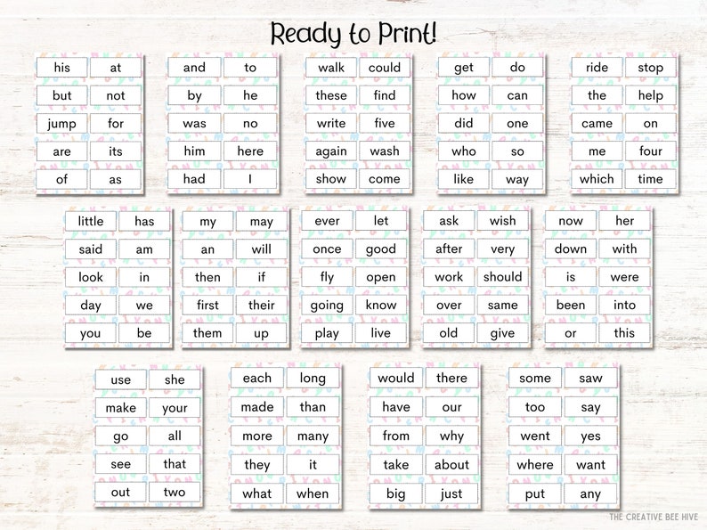 140 Sight Word Flashcards Preschool Kindergarten Homeschool Printable ...