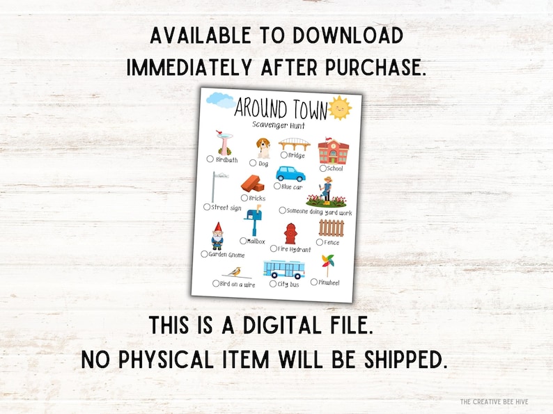 Around Town Scavenger Hunt Printable | Outdoor Activity for Kids ...