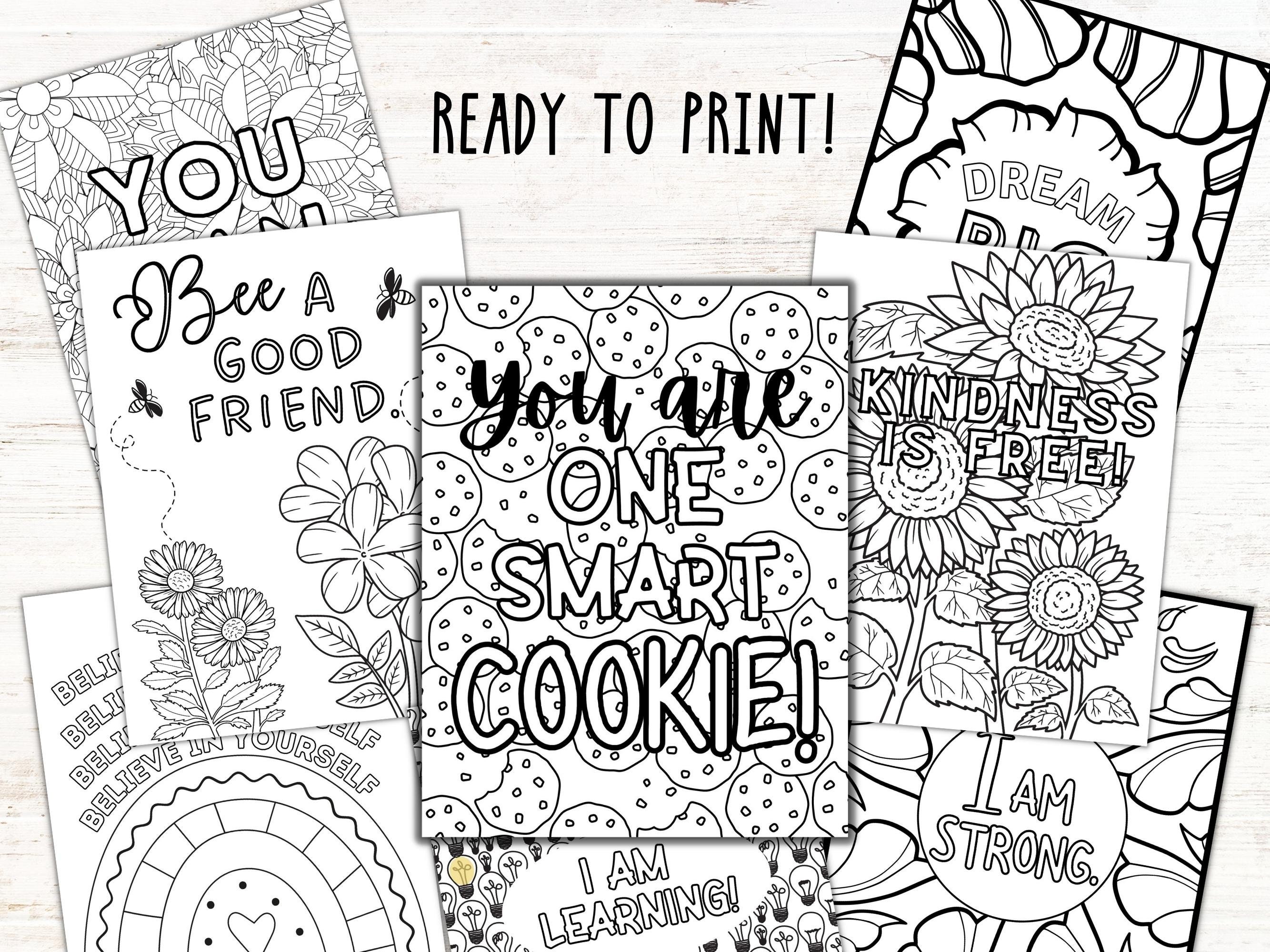 Printable Positive Affirmation Coloring Pages for Kids Mental Health ...