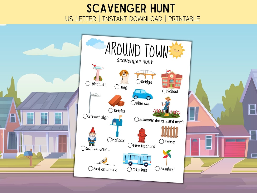 Around Town Scavenger Hunt Printable | Outdoor Activity for Kids ...