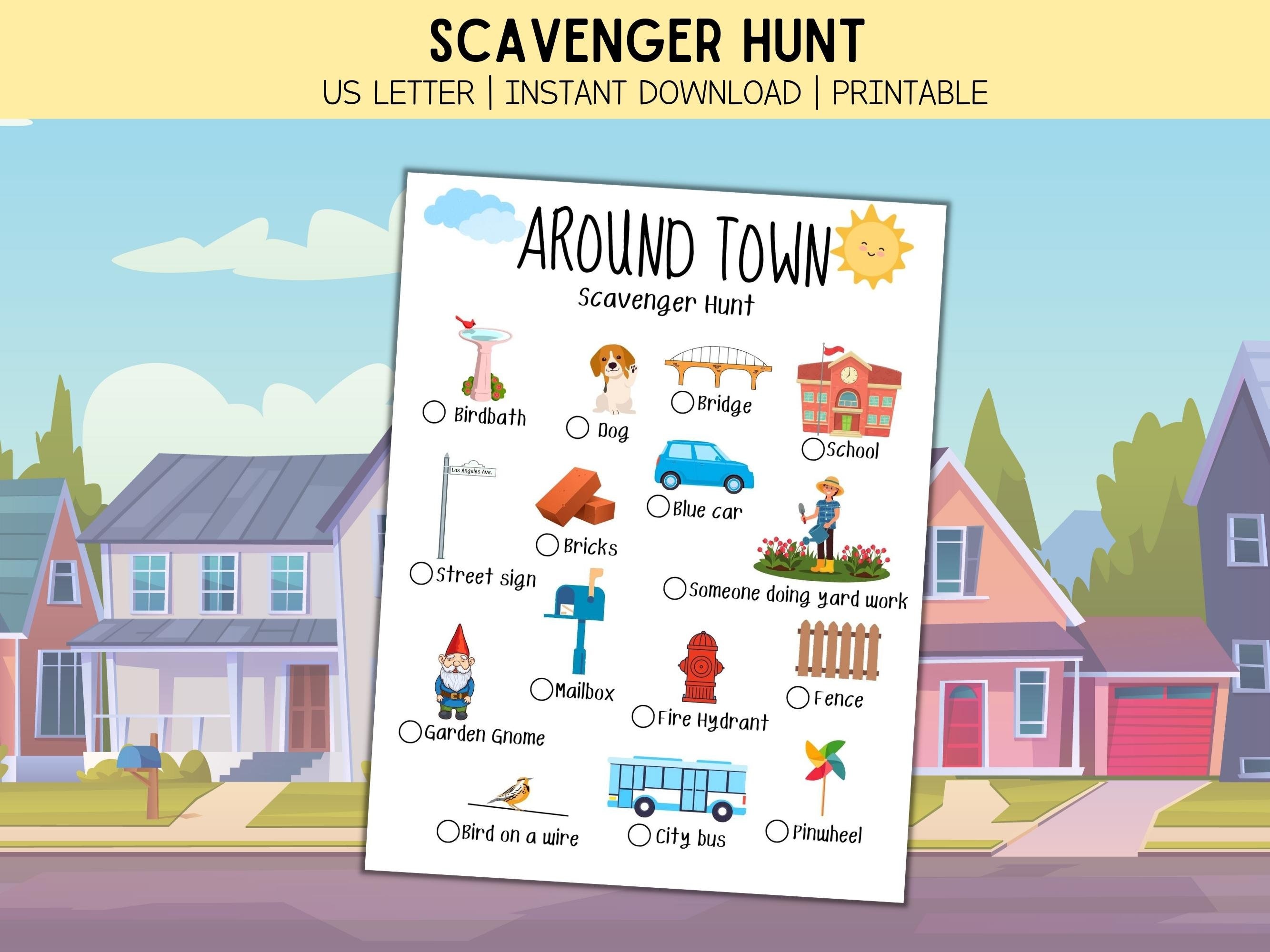 Around Town Scavenger Hunt Printable | Outdoor Activity for Kids ...