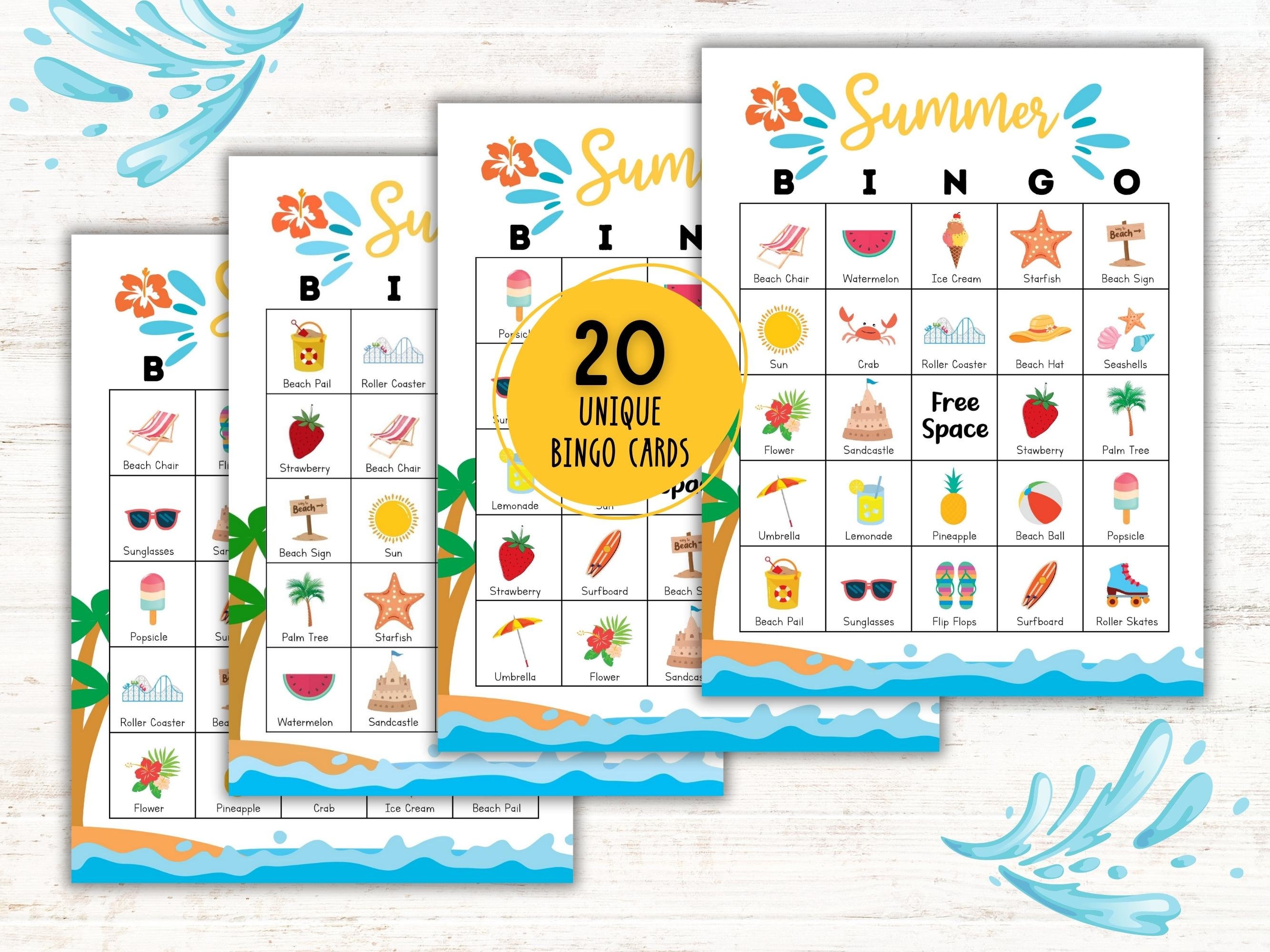 Printable Summer Bingo Game Summer Activity for Kids Printable Party ...