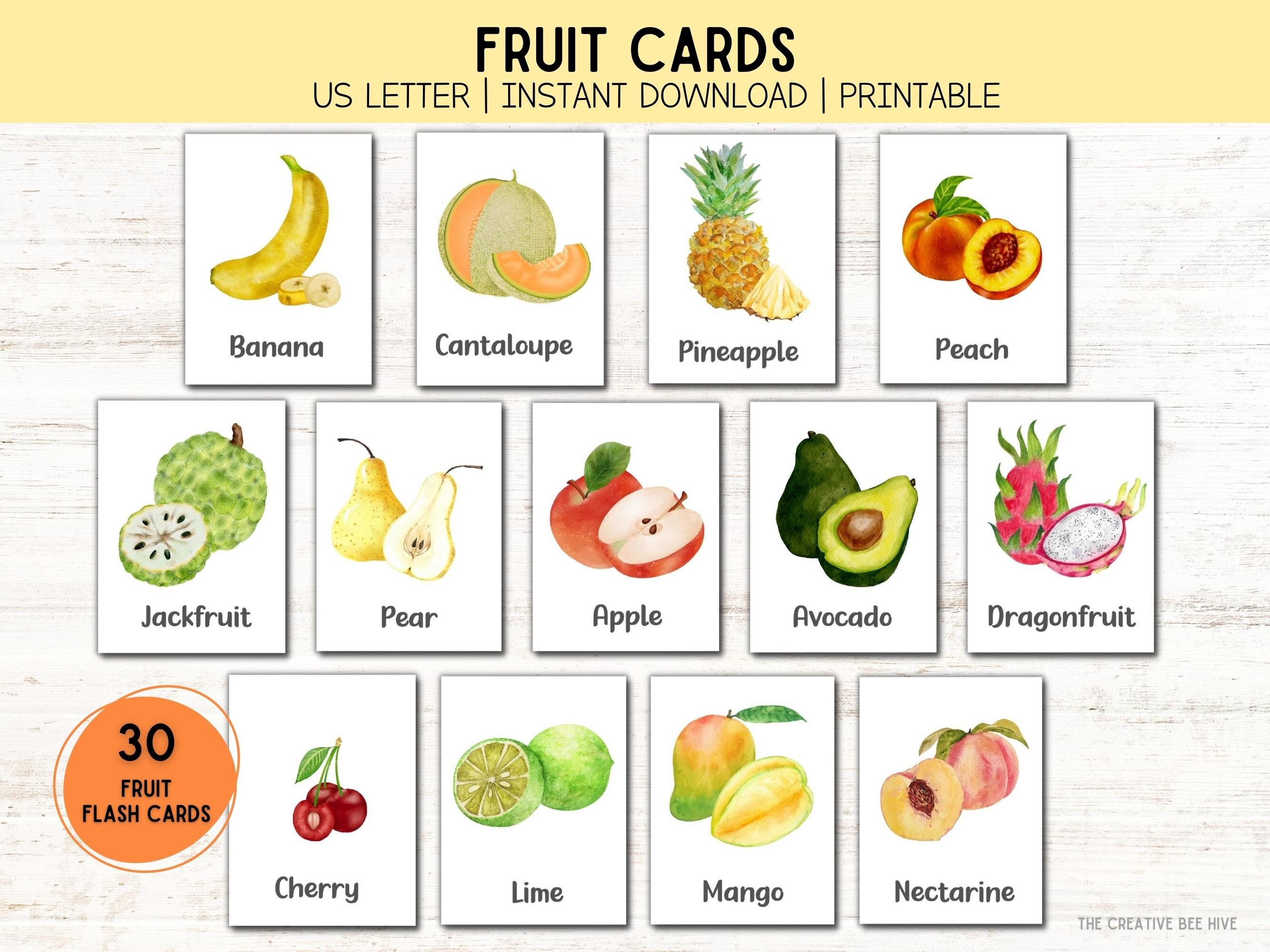 Printable Flashcards Fruits Activity Printable Flash Cards Homeschool ...