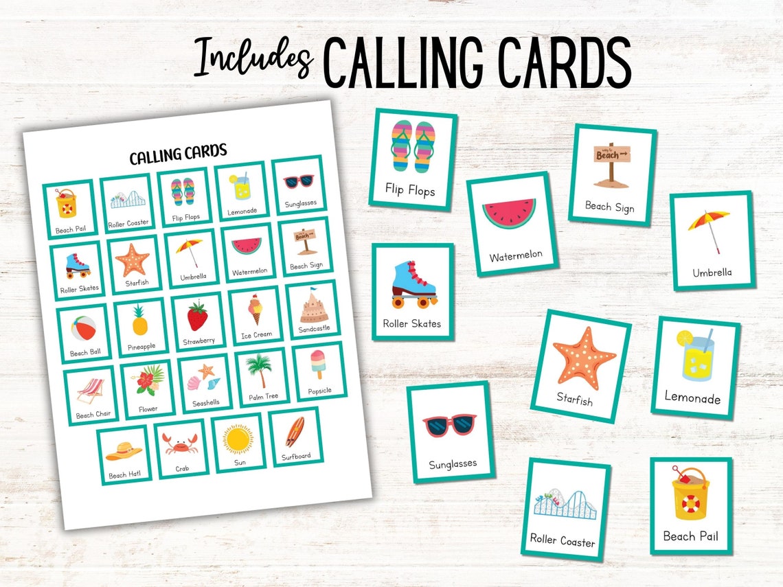 Printable Summer Bingo Game | Summer Activity for Kids | Printable ...