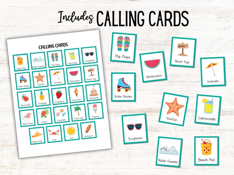 Printable Summer Bingo Game | Summer Activity for Kids | Printable ...