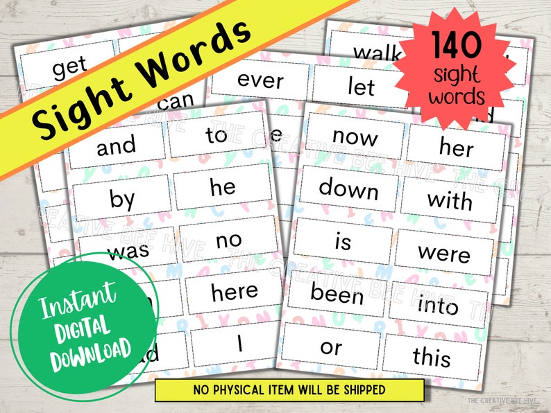 140 Sight Word Flashcards Preschool Kindergarten - Etsy