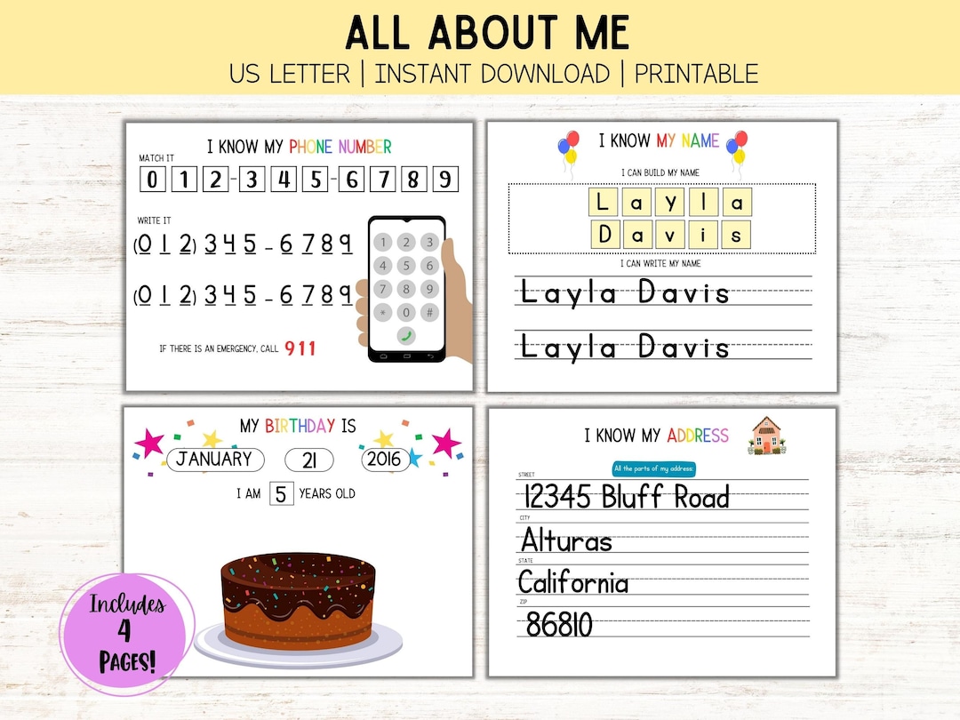 All About Me | Printable Activity | Bundle | Preschool Activity ...