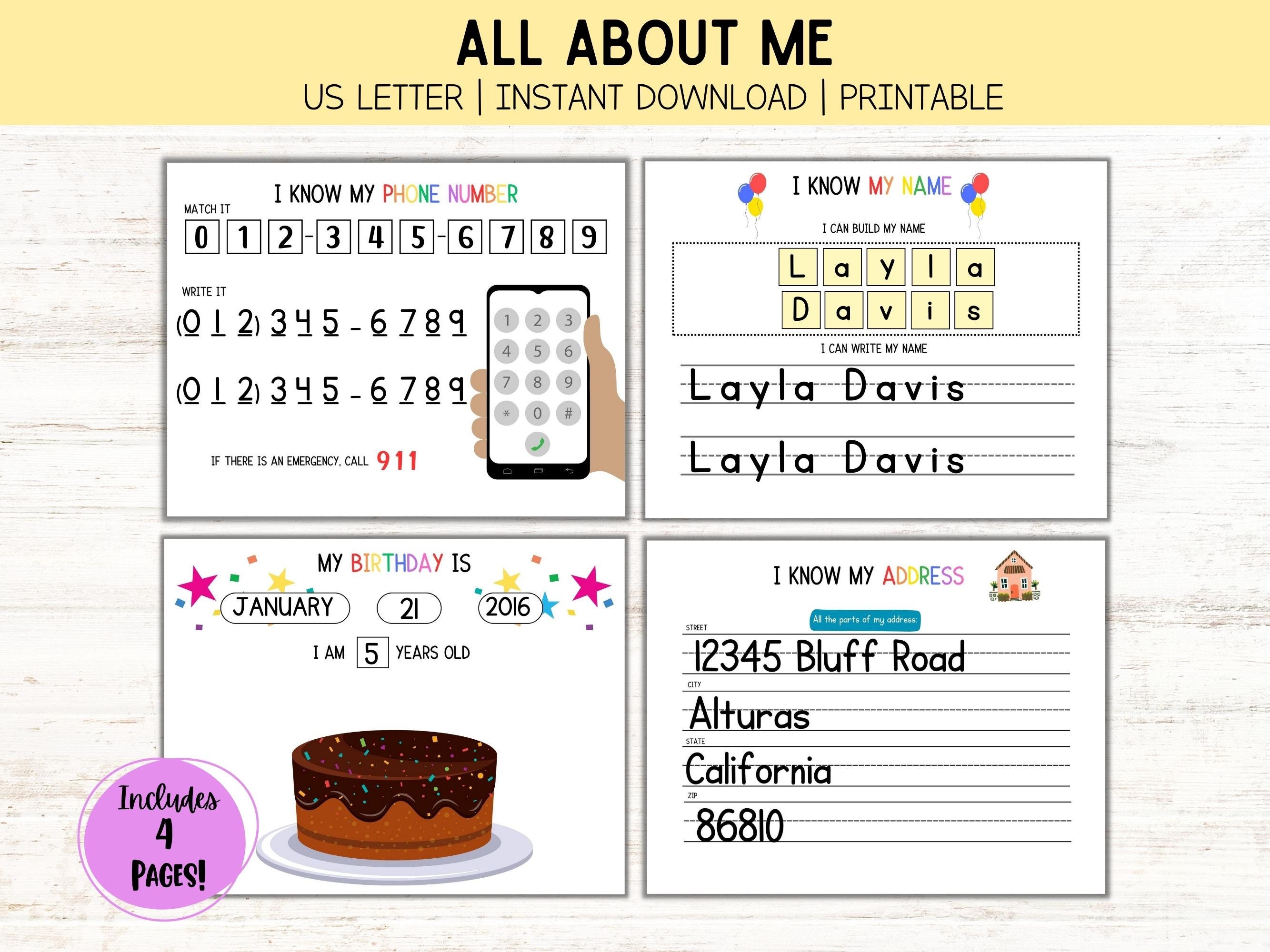 All About Me | Printable Activity | Bundle | Preschool Activity ...