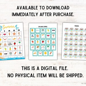 Printable Summer Bingo Game | Summer Activity for Kids | Printable ...