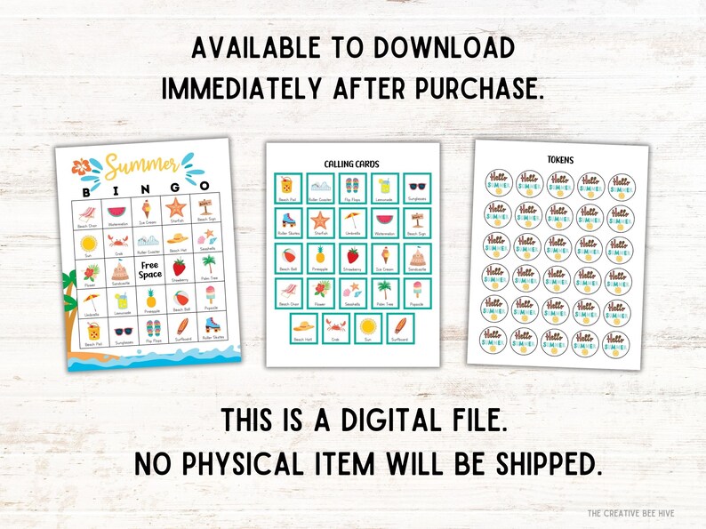 Printable Summer Bingo Game | Summer Activity for Kids | Printable ...